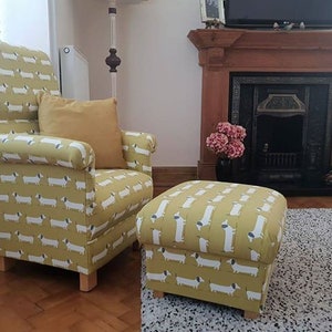 Fryetts Pooch Fabric Adult Chair Armchair Dogs Puppies Natural Beige ...