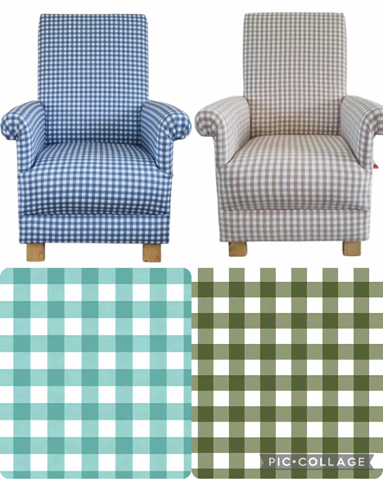 Gingham Fabric Armchairs Adult Chairs Blue Pink Red Checked Check ...