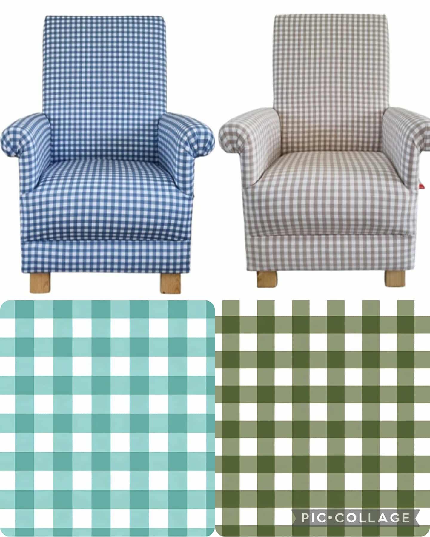 Gingham Fabric Armchairs Adult Chairs Blue Pink Red Checked Check ...
