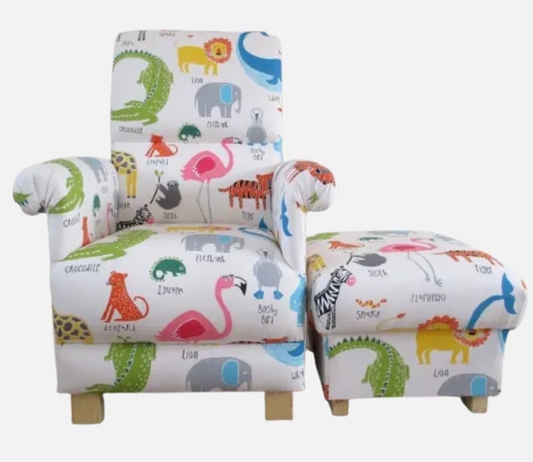 Harlequin Scion Animal Magic Fabric Adult Chair & Footstool - Etsy UK