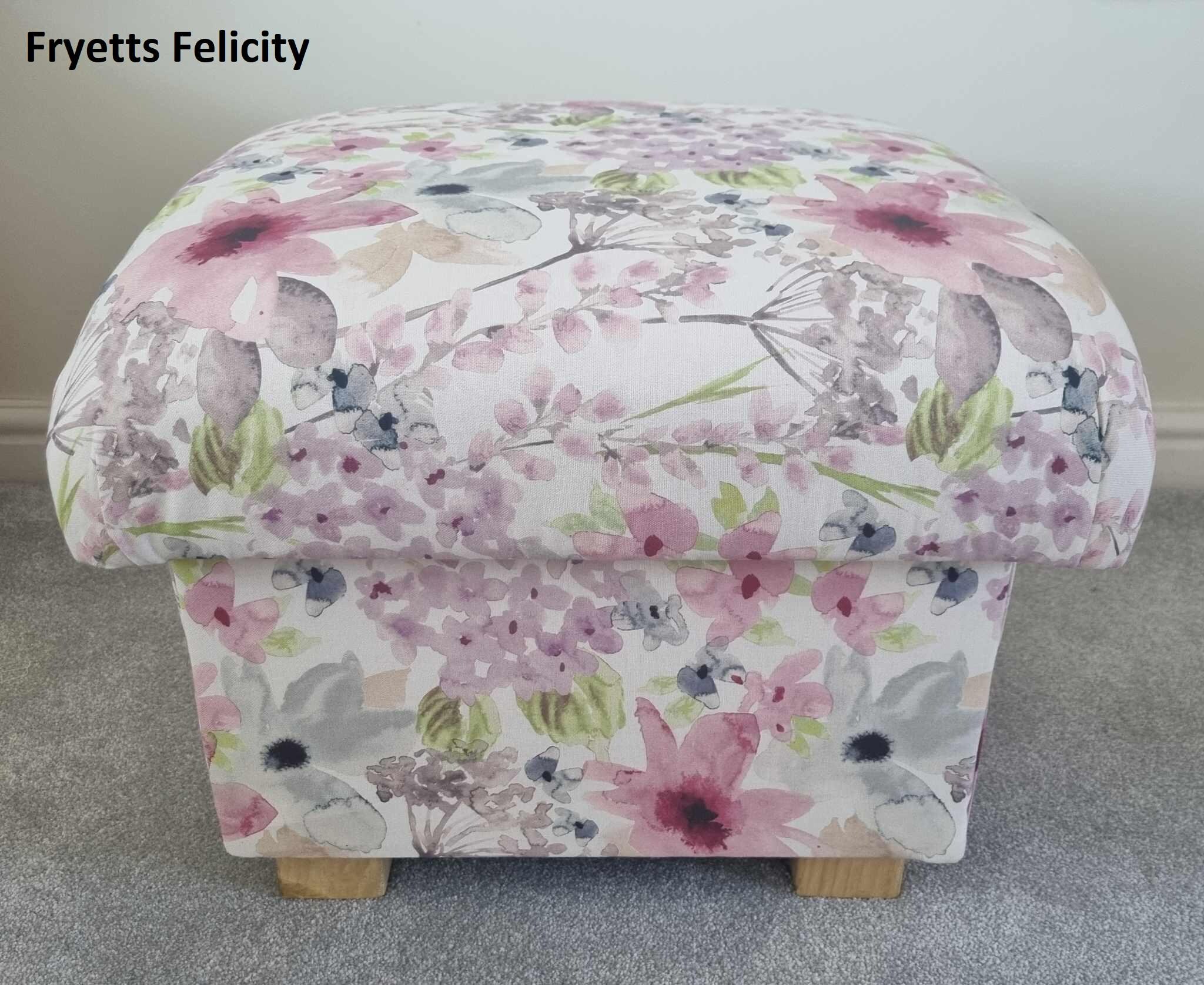 Fryetts Stag Head Grey Fabric Footstool Nursery Lounge Bedroom Bespoke ...