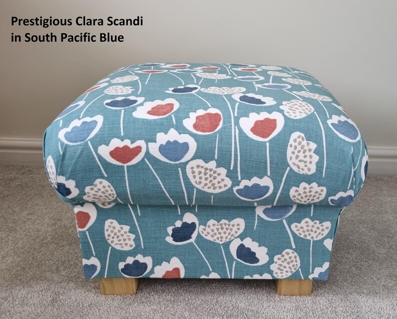 Fryetts Stag Head Grey Fabric Footstool Nursery Lounge Bedroom Bespoke ...