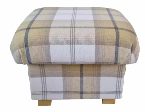Storage Footstool Porter Stone Balmoral Fabric Pouffe Footstall Tartan Check Duck Egg Grey Cranberry Red Mulberry Ochre Amethyst Mustard Etsy