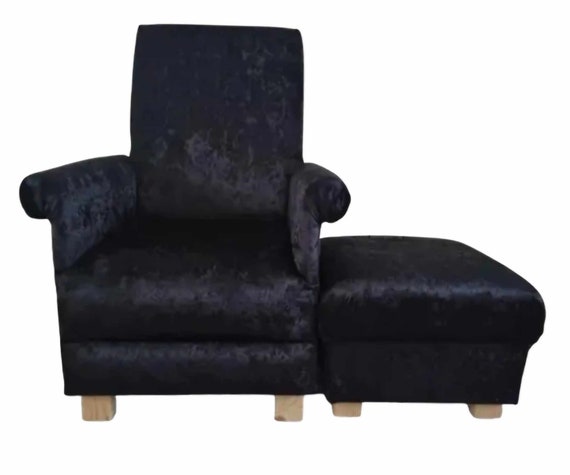 Velvet armchair and footstool store