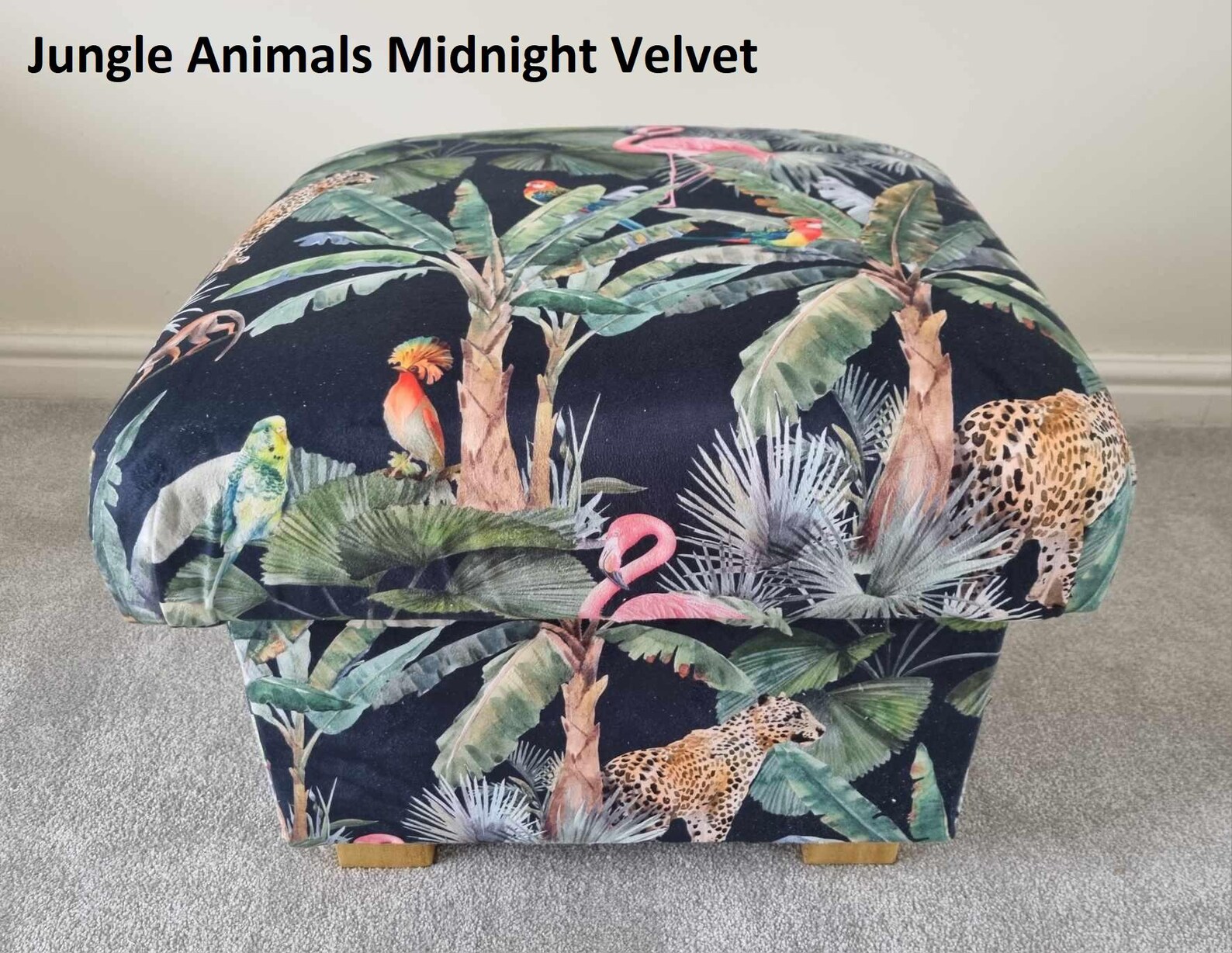 Jungle Animals Velvet Storage Footstool: Safari Nursery Decor Ottoman ...