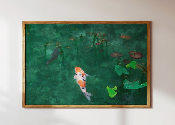 Koi Fish in Pond With Lily Pads Japan Nature - Etsy