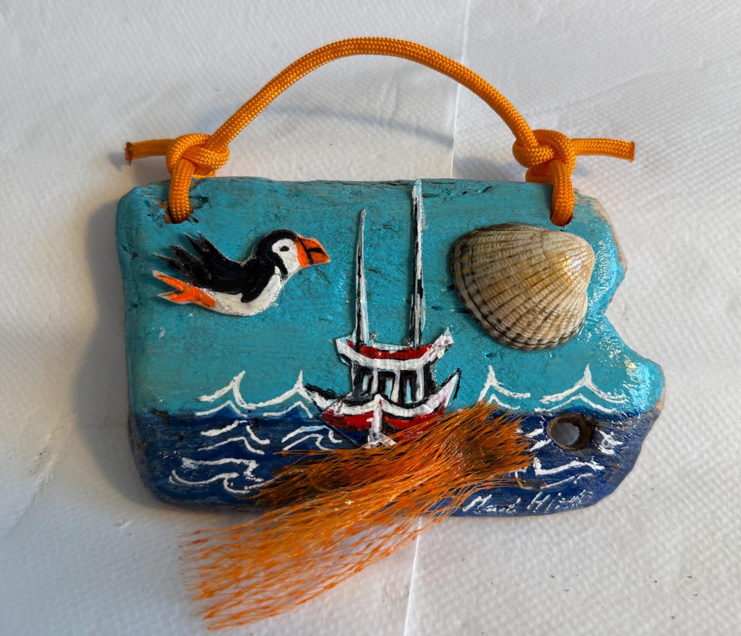 Creel Wood Wall Art | the Fishing Boat Net, Flying Puffin and Shell - Etsy