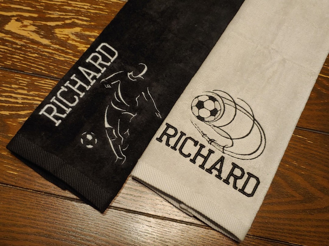 Soccer Gift Set Customized PERSONALIZED Velour Soccer Towels W/ Grommet ...