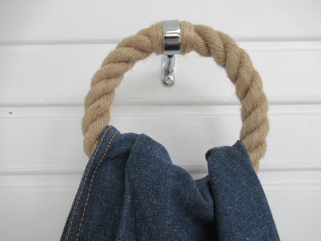 5 to 6 Rope Towel Rack Bathroom Towel Ring Nautical Hooks Bath Towel Holder Beach Decor - Etsy