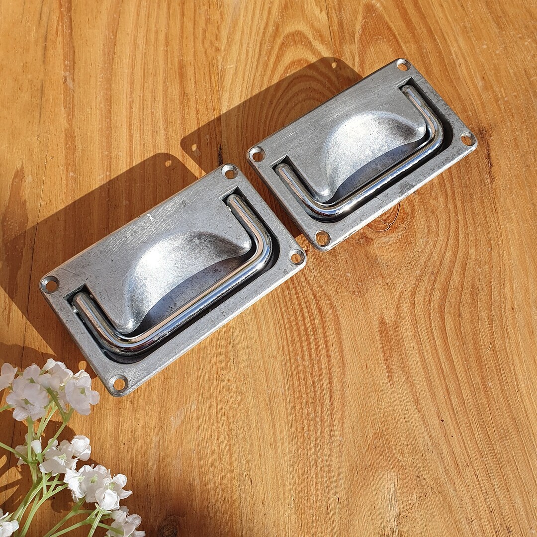 Vintage Drawer, Chest Handles, Pulls 2, Aluminium and Chrome, Furniture ...