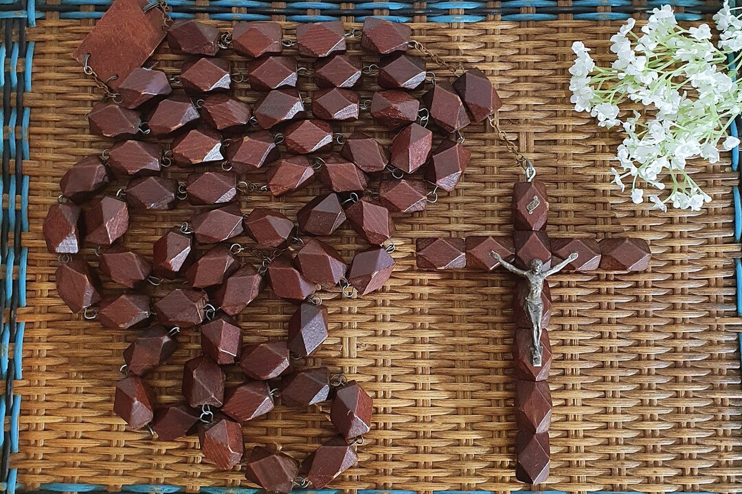 Vintage Large Wooden Rosary Beads, Wall Rosary, Nuns Rosary ...
