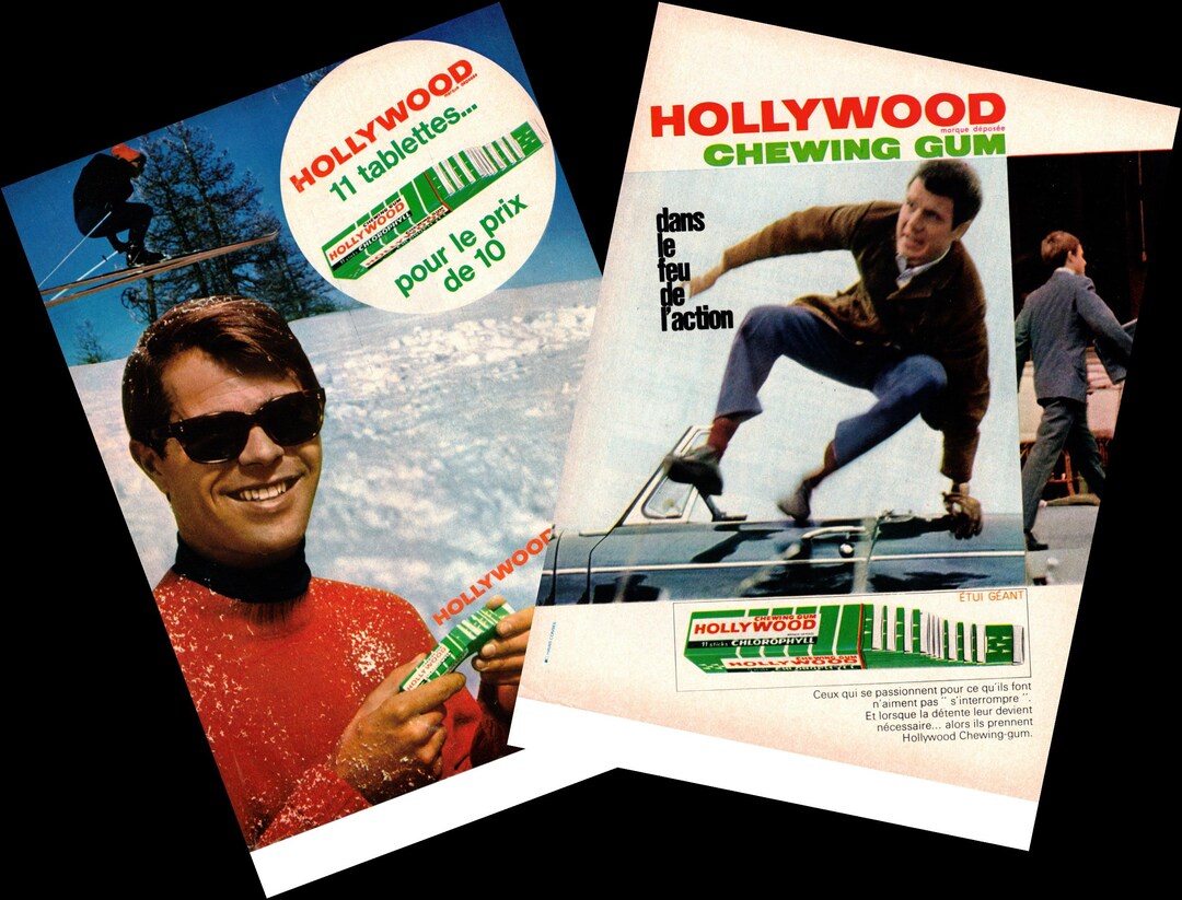 1960s French Hollywood Chewing Gum Advertisement, Vintage Magazine ...
