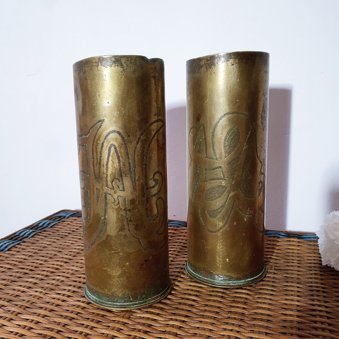 Engraved WW1 Trench Art Shells: French Brass Shells, Dated 1917 - Etsy