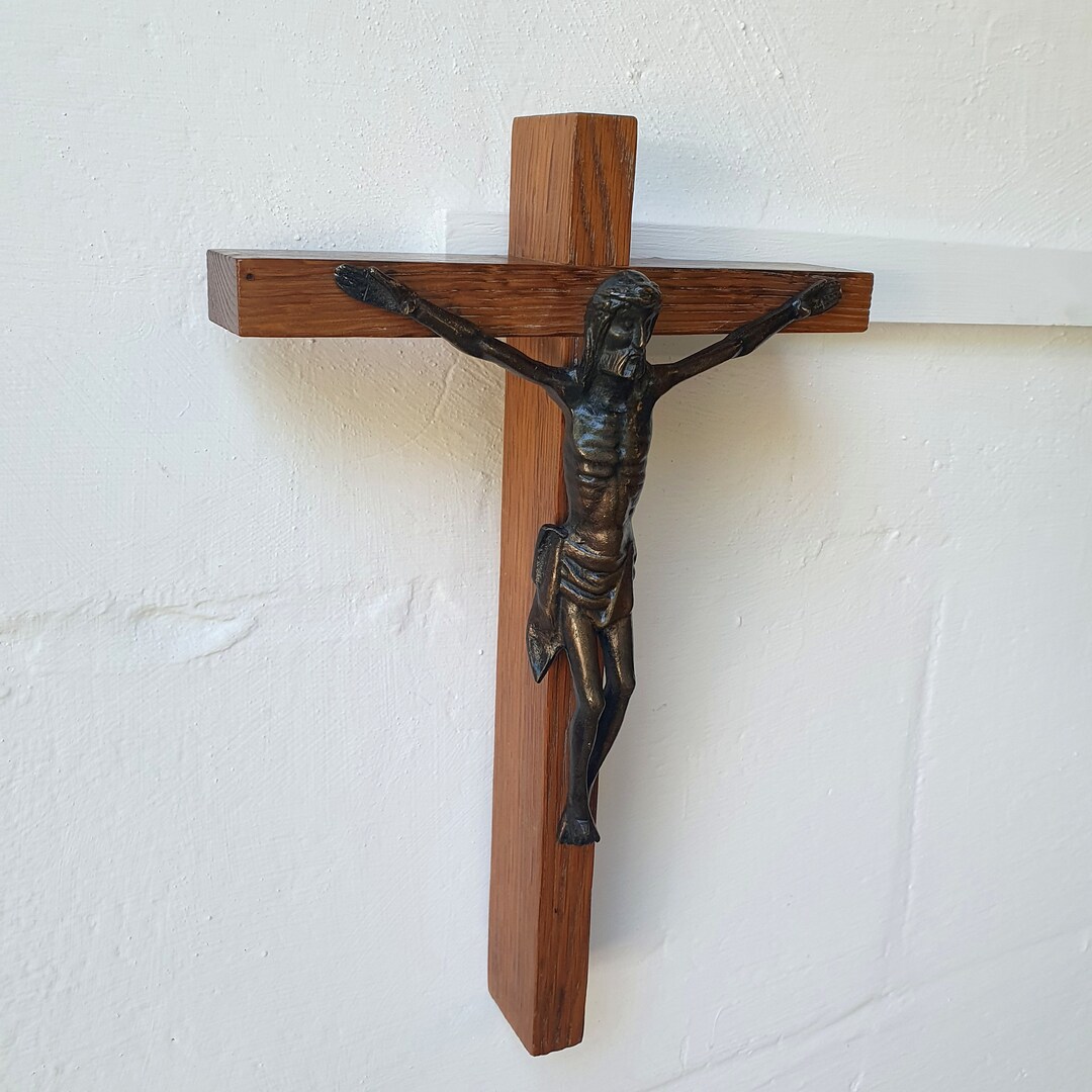 Wooden Hanging Crucifix, Vintage French, Jesus Christ, Wall Hanging ...