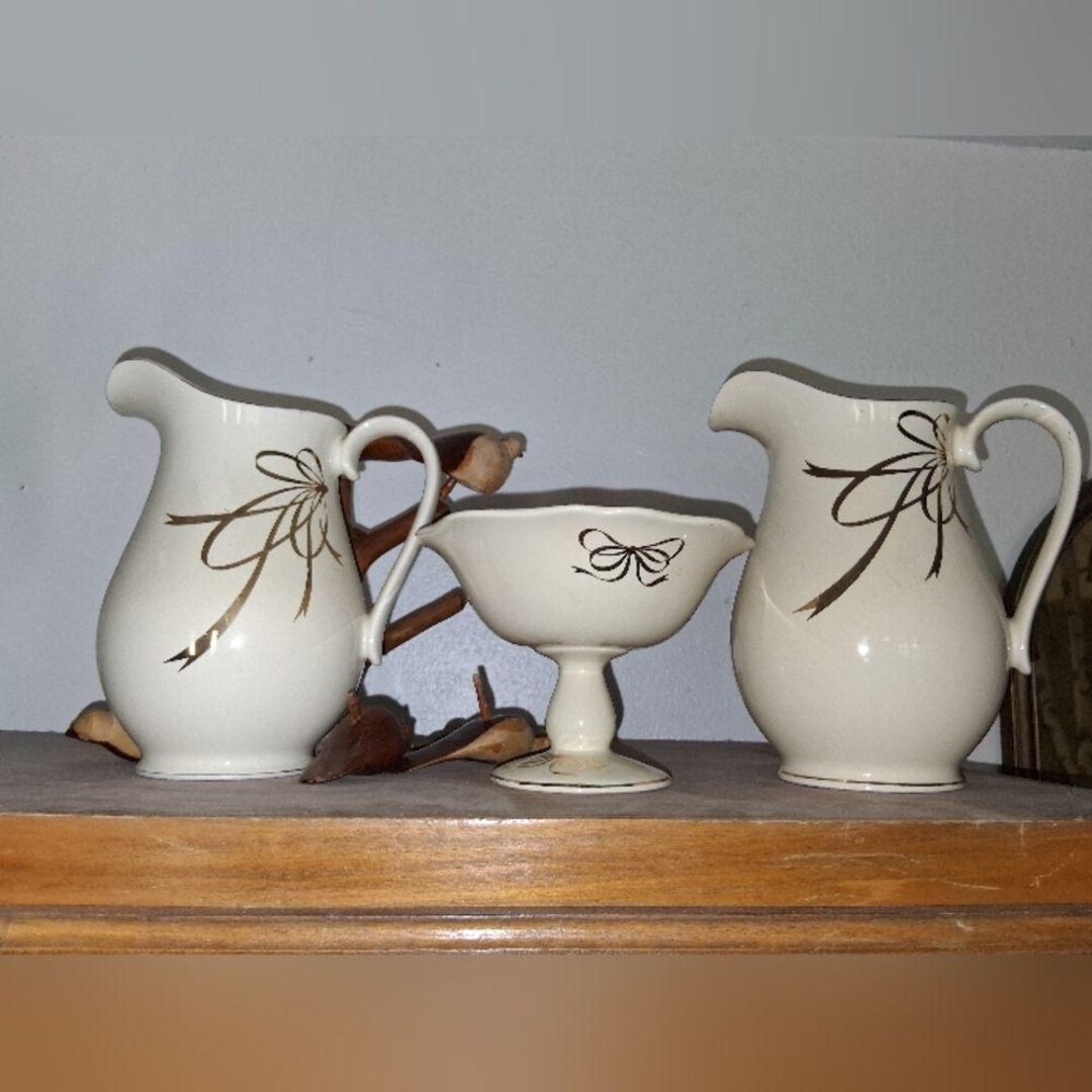 Vintage Teleflora 1980 Porcelain Pitcher and Pedestal Candy Dish - Etsy
