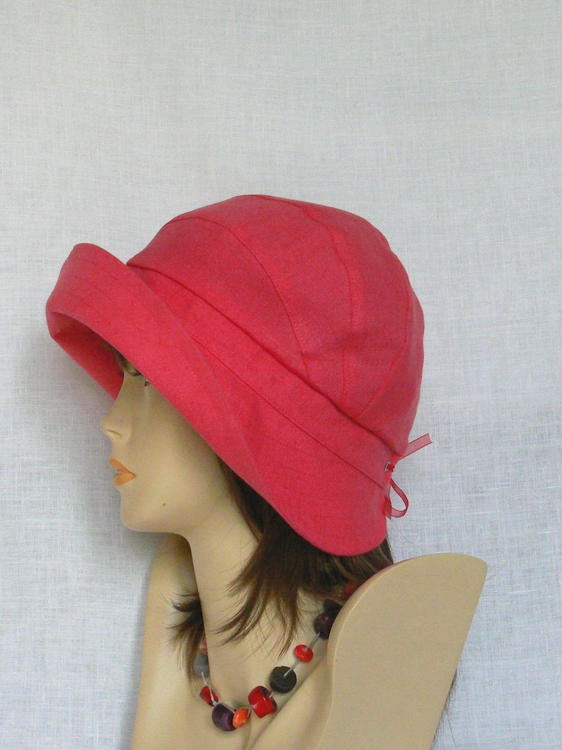 Linen Hat Summer Hat Women's Hat Coral Hat Coral Color - Etsy