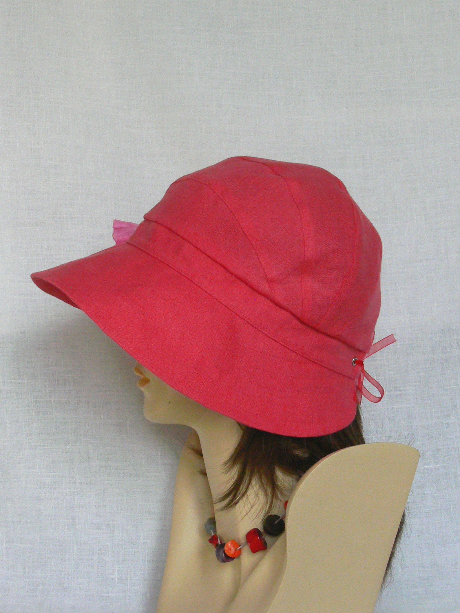 Linen Hat Summer Hat Women's Hat Coral Hat Coral Color - Etsy