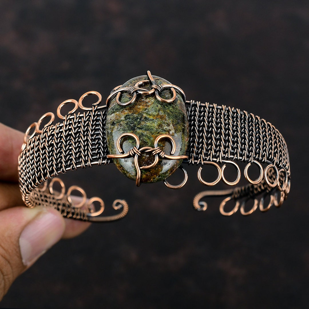 Spessartine Garnet in Limestone Cuff Bracelet Copper Wire Wrapped ...