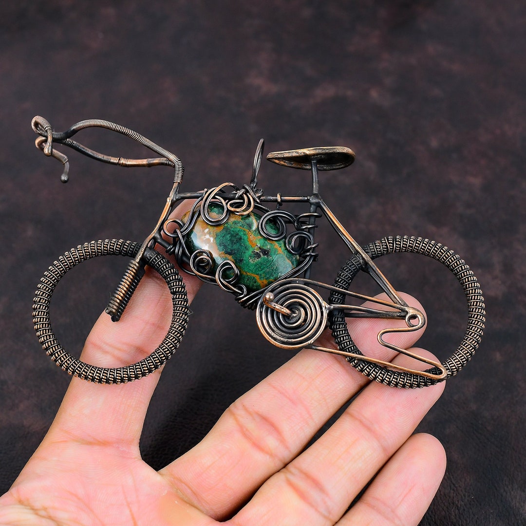 Cuprite Chrysocolla Pendant Copper Wire Wrapped Pendant Cycle Pendant ...