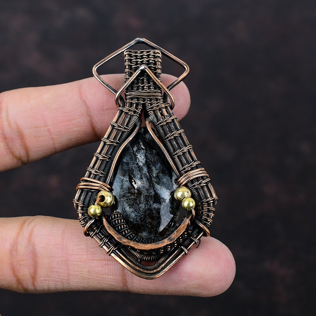 Astrophyllite Pendant Copper Wire Wrapped Gemstone Pendant ...