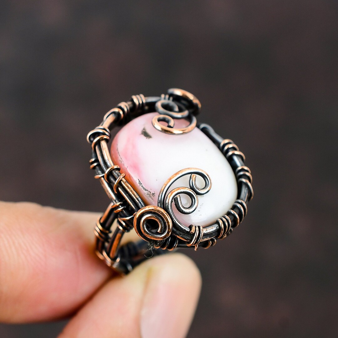 Copper Wire Wrapped Gemstone Ring Size 8 Copper Wire Wrapped Handmade ...