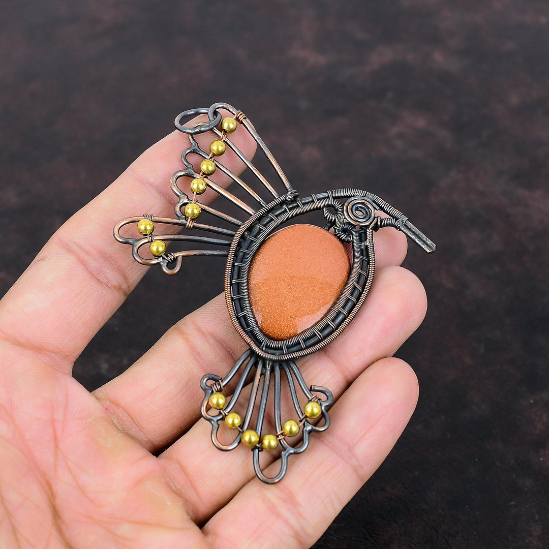 Sun Sitara Gemstone Pendant Copper Wire Wrapped Pendant Handmade Sun ...