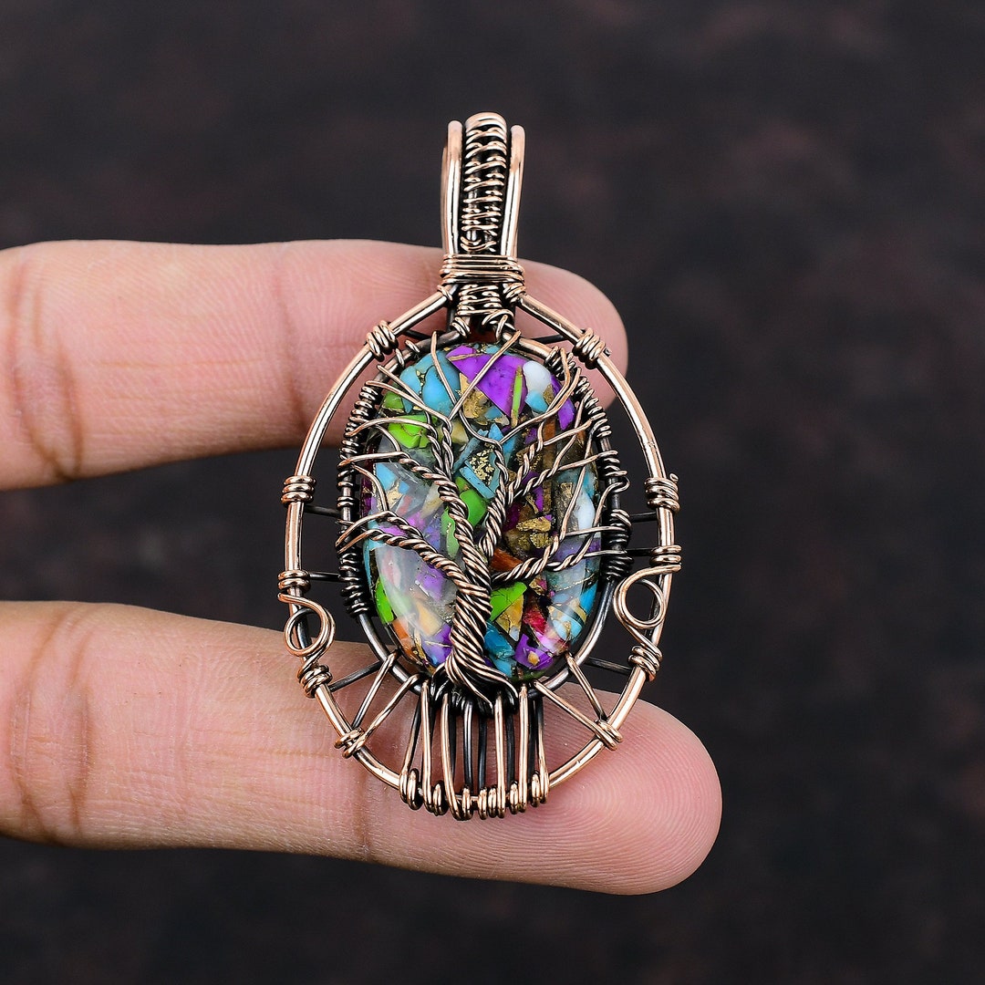 Tree of Life Fiesta Kingman Turquoise Pendant Multi Copper Turquoise ...