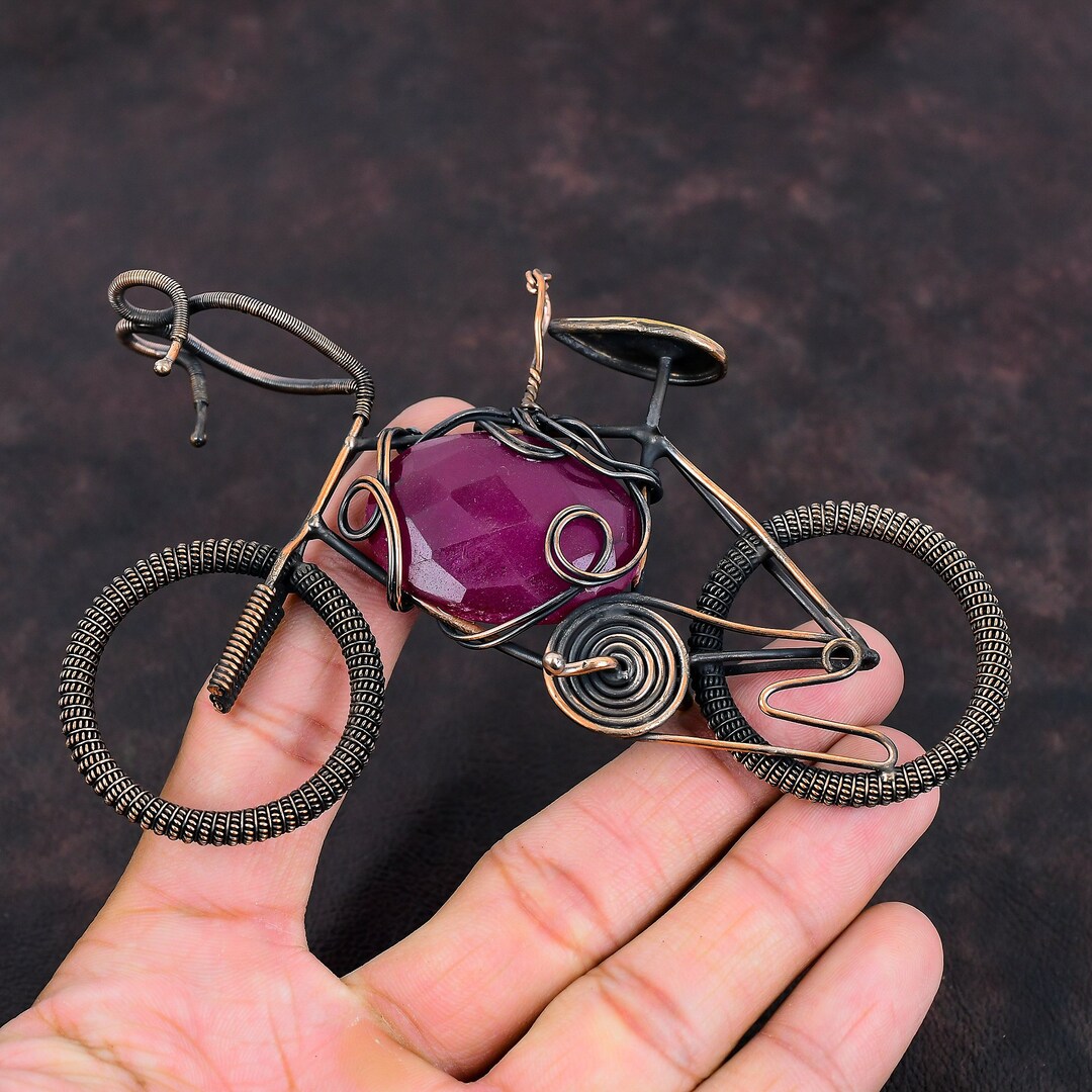 Faceted Kashmir Ruby Pendant Copper Wire Wrapped Pendant Handmade ...