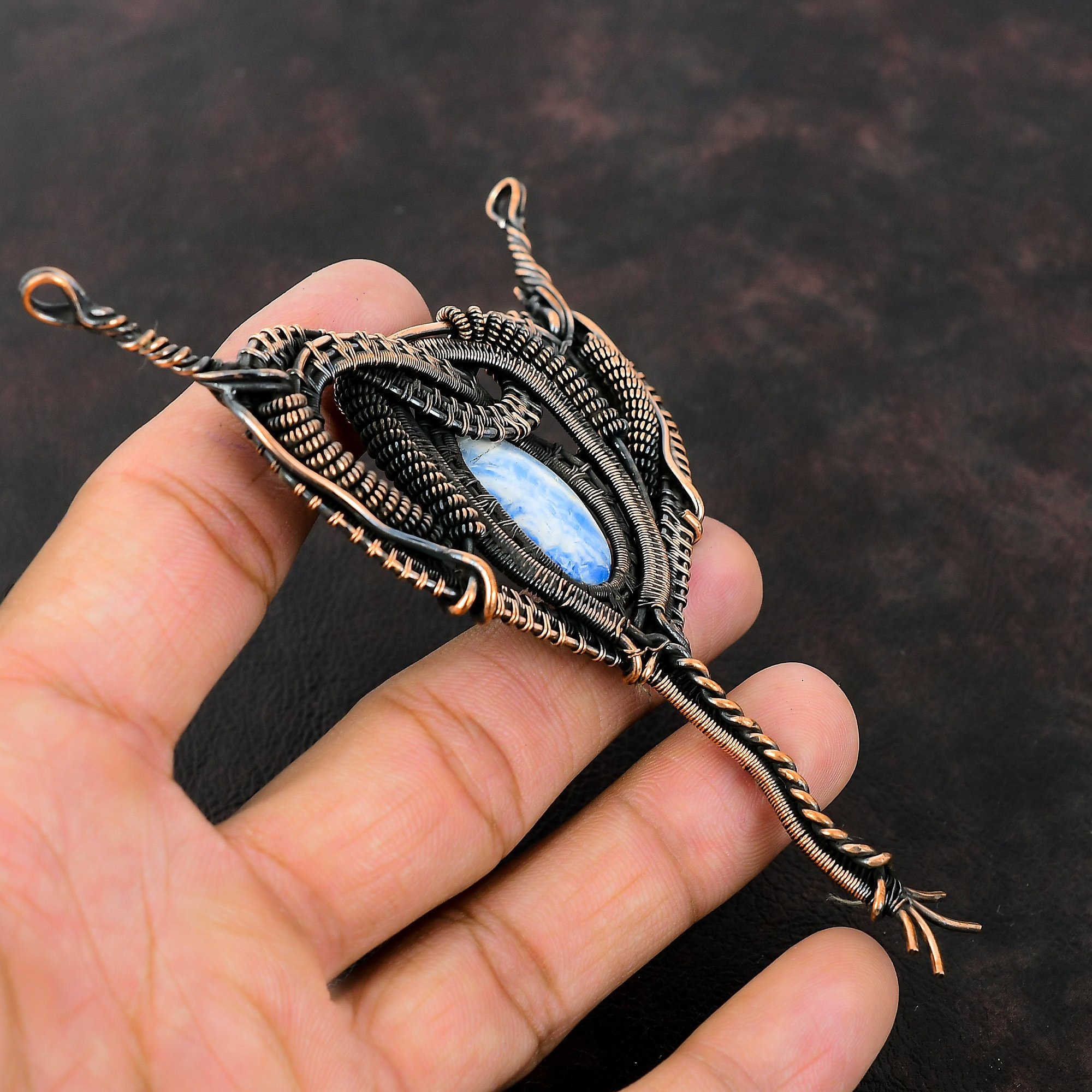 Blue Scheelite Pendant Copper Wire Wrapped Pendant Handmade Amazing ...