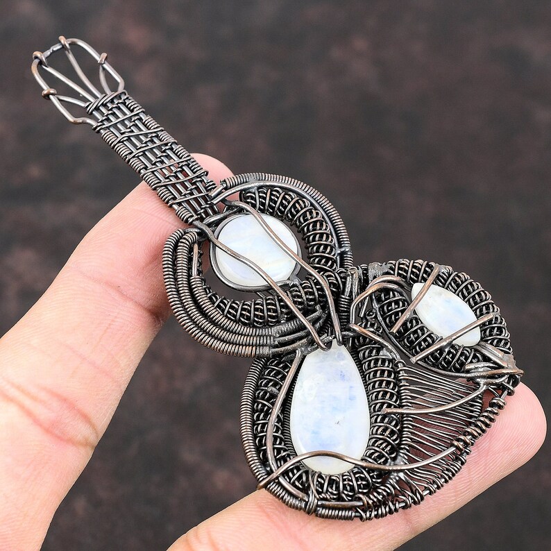 Rainbow Moonstone Pendant Copper Wire Wrapped Pendant Wrapping - Etsy