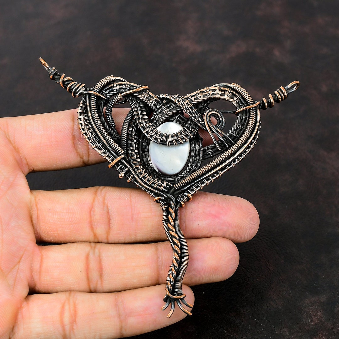 Mother of Pearl Pendant Copper Wire Wrapped Pendant Pendant Copper ...