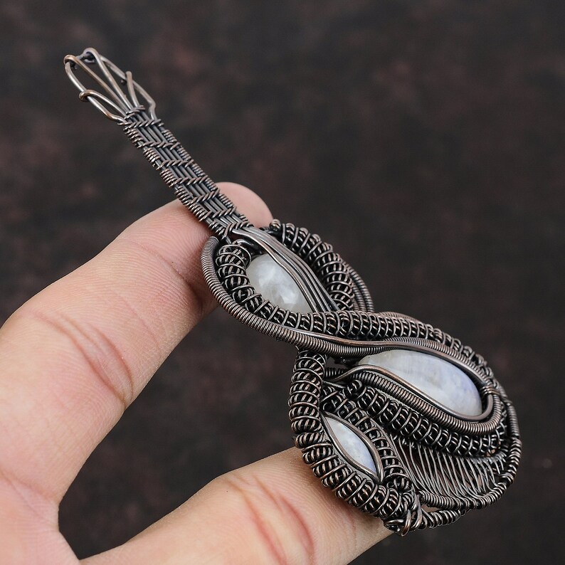 Rainbow Moonstone Pendant Copper Wire Wrapped Pendant Wrapping Gemstone ...