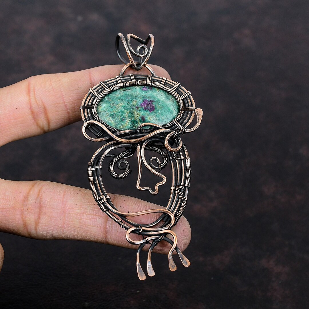 Ruby Fuchsite Pendant Copper Wire Wrapped Pendant Handmade Pendant ...