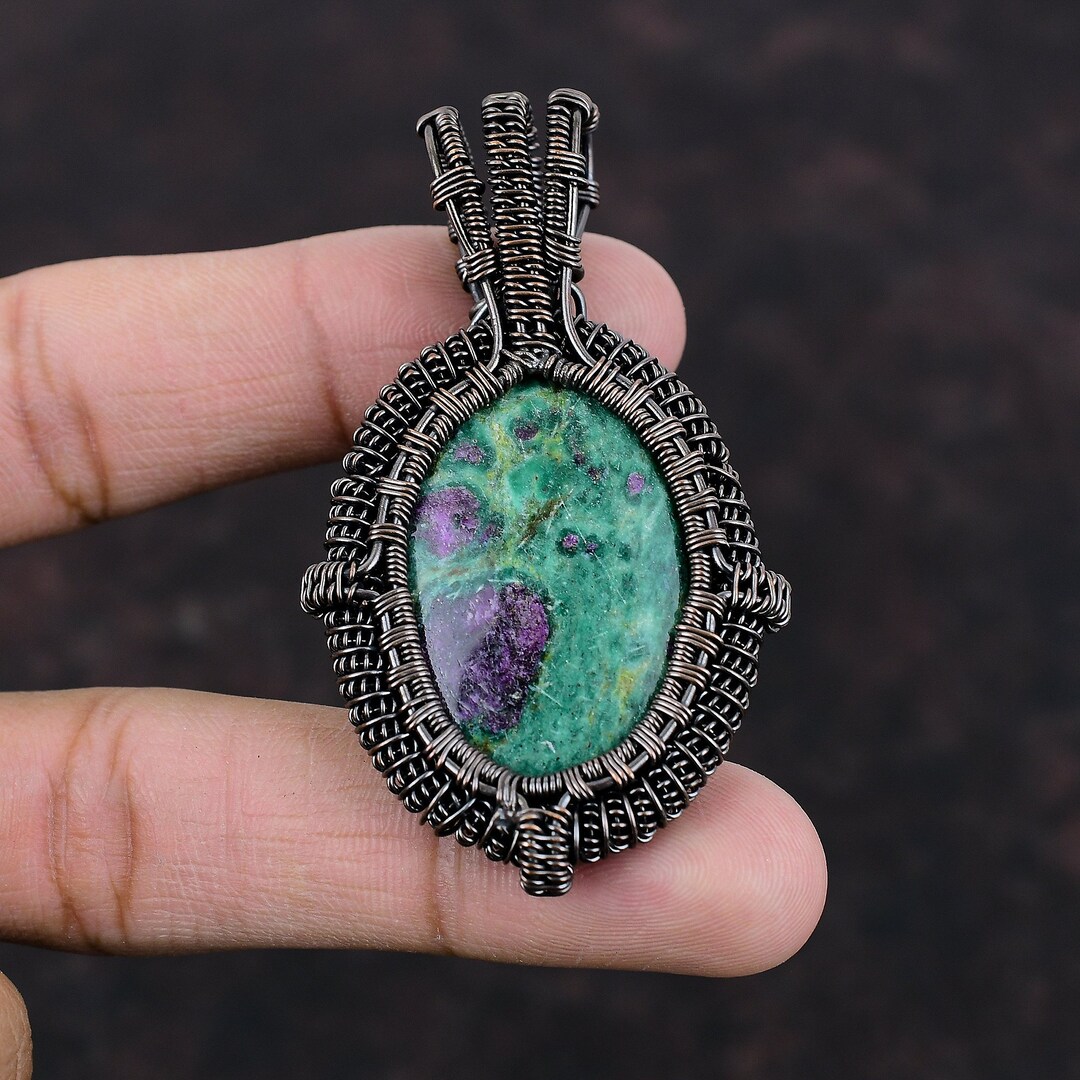 Ruby Fuchsite Copper Pendant Copper Wire Wrapped Pendant Ruby Fuchsite ...