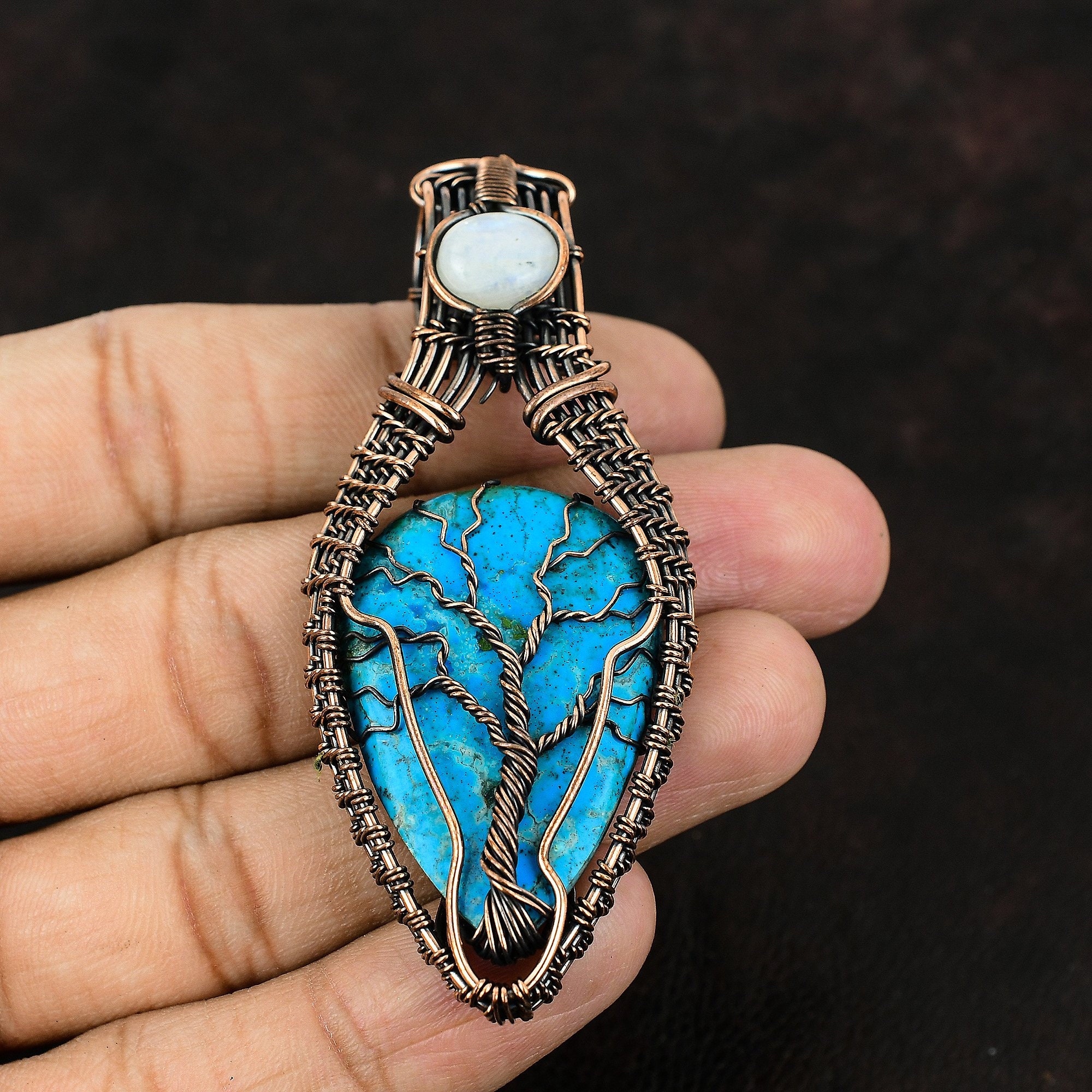 Tree of Life Arizona Turquoise Copper Pendant Copper Wire Tree of Life Arizona Turquoise Copper Pendant Copper Wire