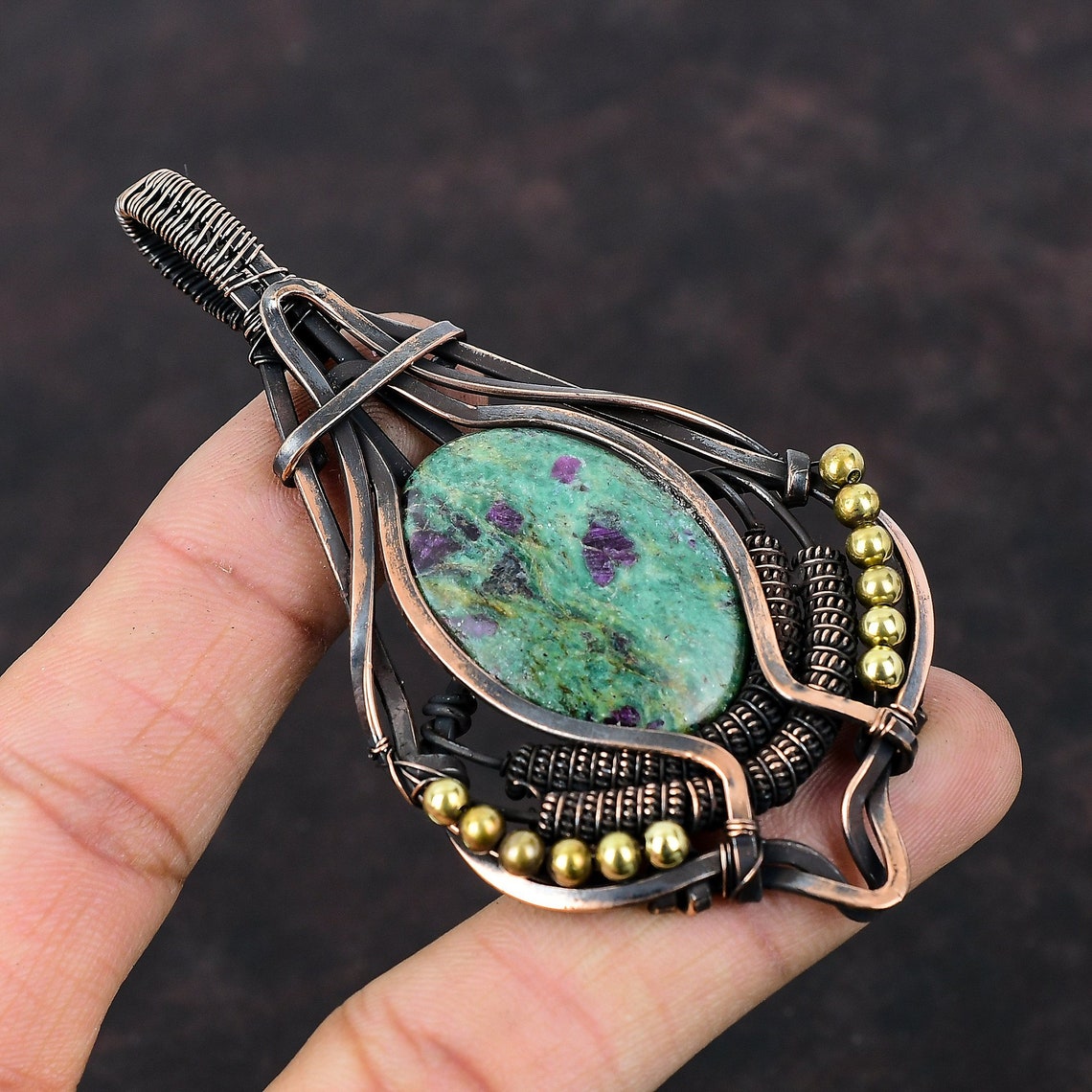 Ruby Fuchsite Pendant Copper Wire Wrapped Pendant Handmade Copper ...