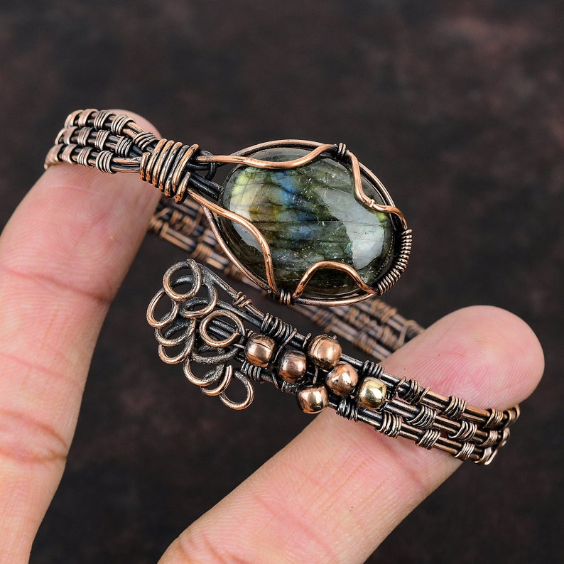Labradorite Copper Cuff Bracelet Labradorite Bracelet Wire - Etsy