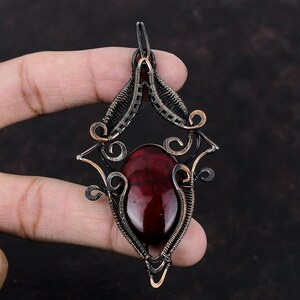 Red Fire Labradorite Pendant Copper Wire Wrapped Pendant Handmade ...