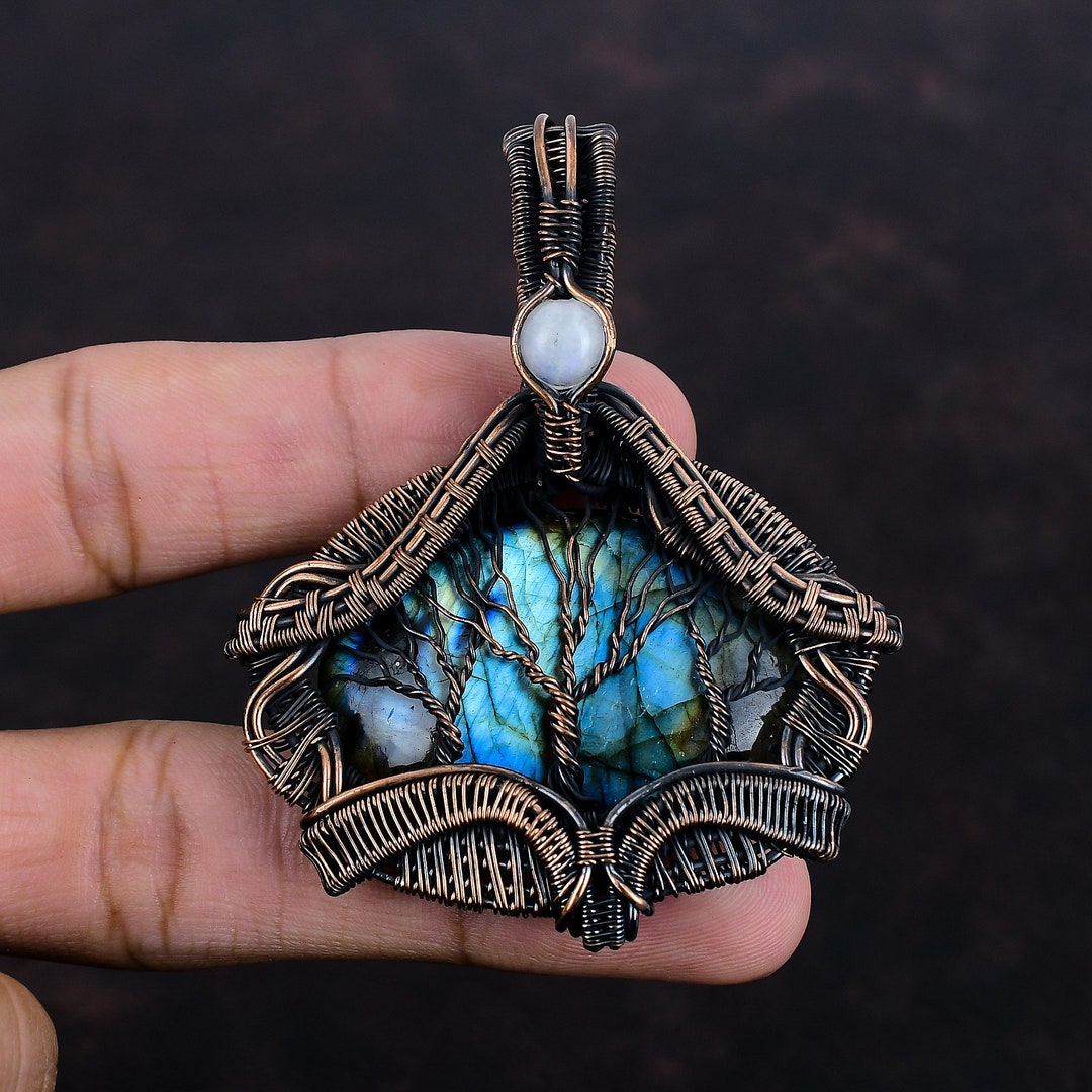 Tree of Life Labradorite Pendant Copper Wire Wrapped Handmade Pendant ...