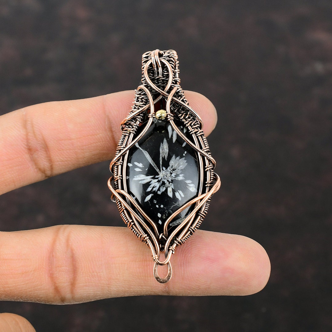 Chrysanthemum Pendant Gemstone Pendant Copper Wire Wrapped Pendant ...