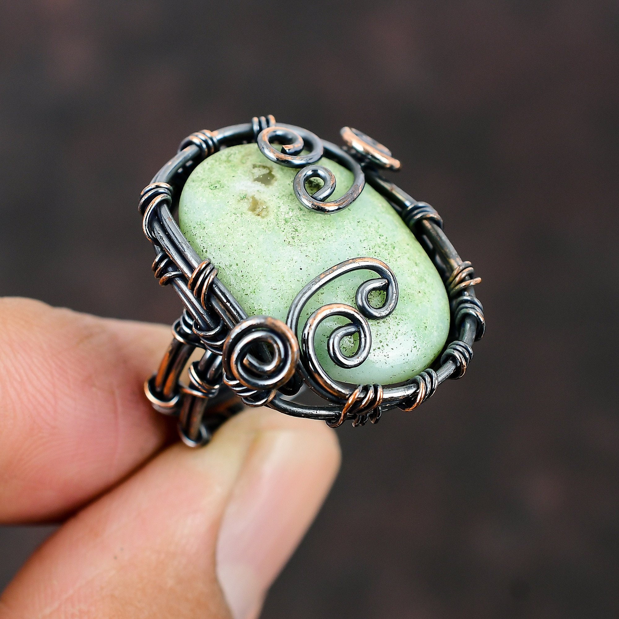 Wire Wrapped Ring Size 9 Gemstone Rings Copper Jewelry Handmade Wire Wrap Jewelry Designer Ring Gift for Mother Available in Gemstone Colors Etsy