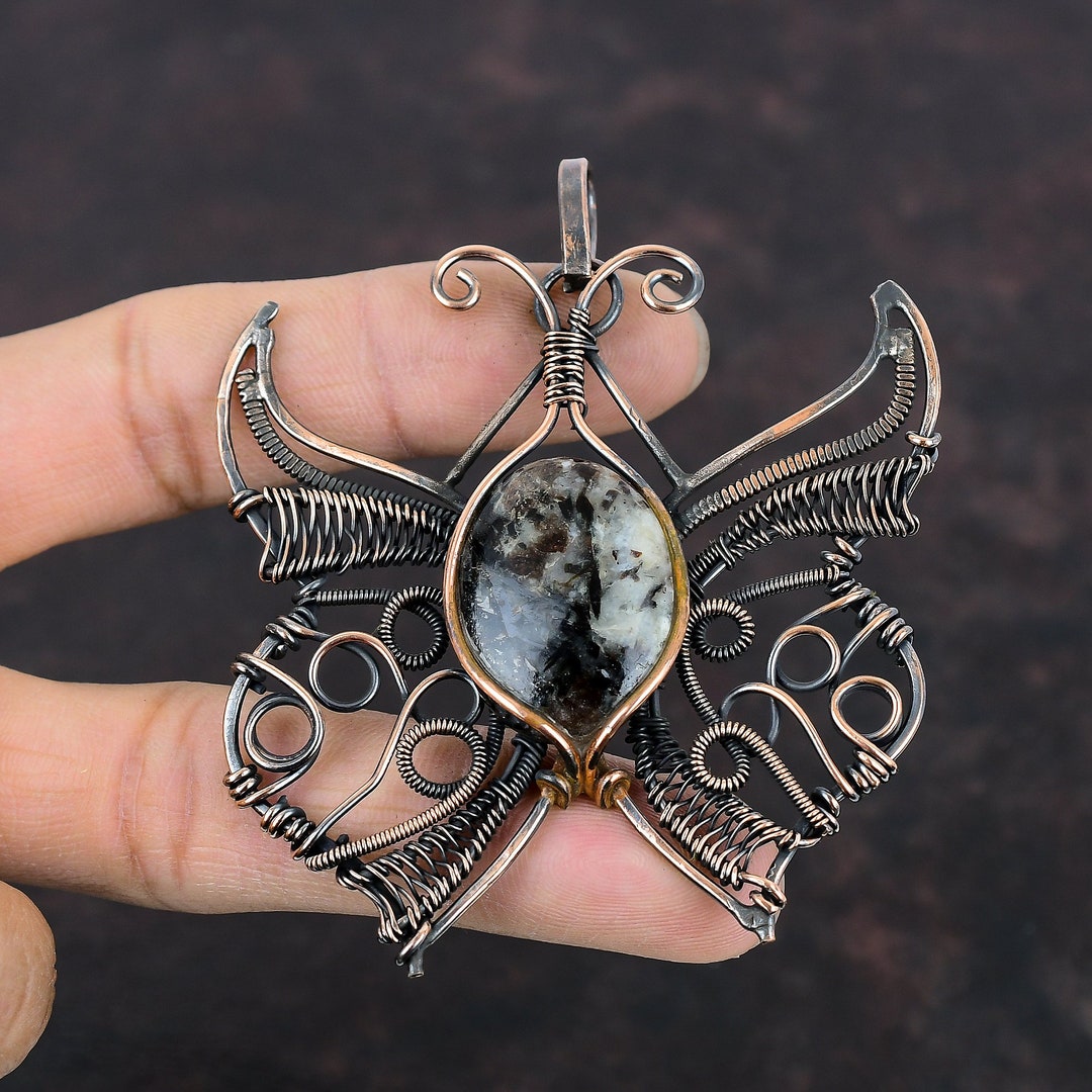 Astrophyllite Pendant Copper Wire Wrapped Gemstone Pendant Unique ...