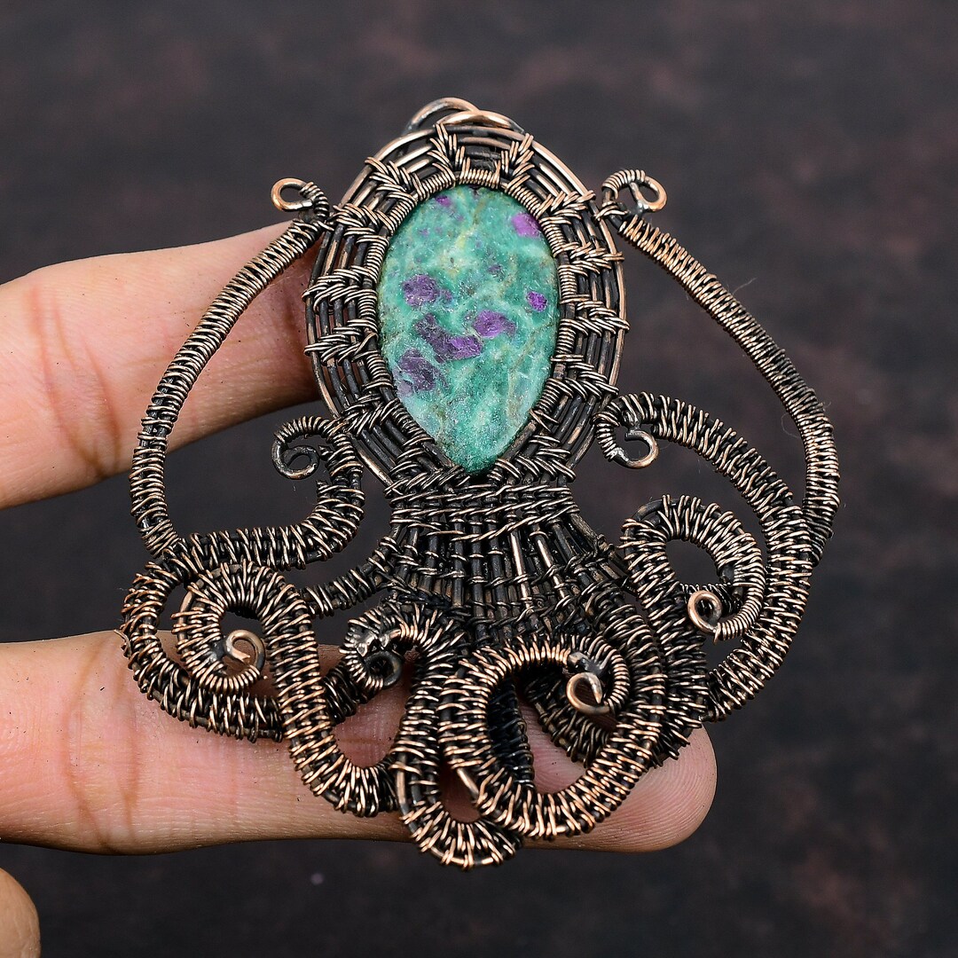 Ruby Fuchsite Copper Pendant Copper Wire Wrapped Jewelry Handmade ...