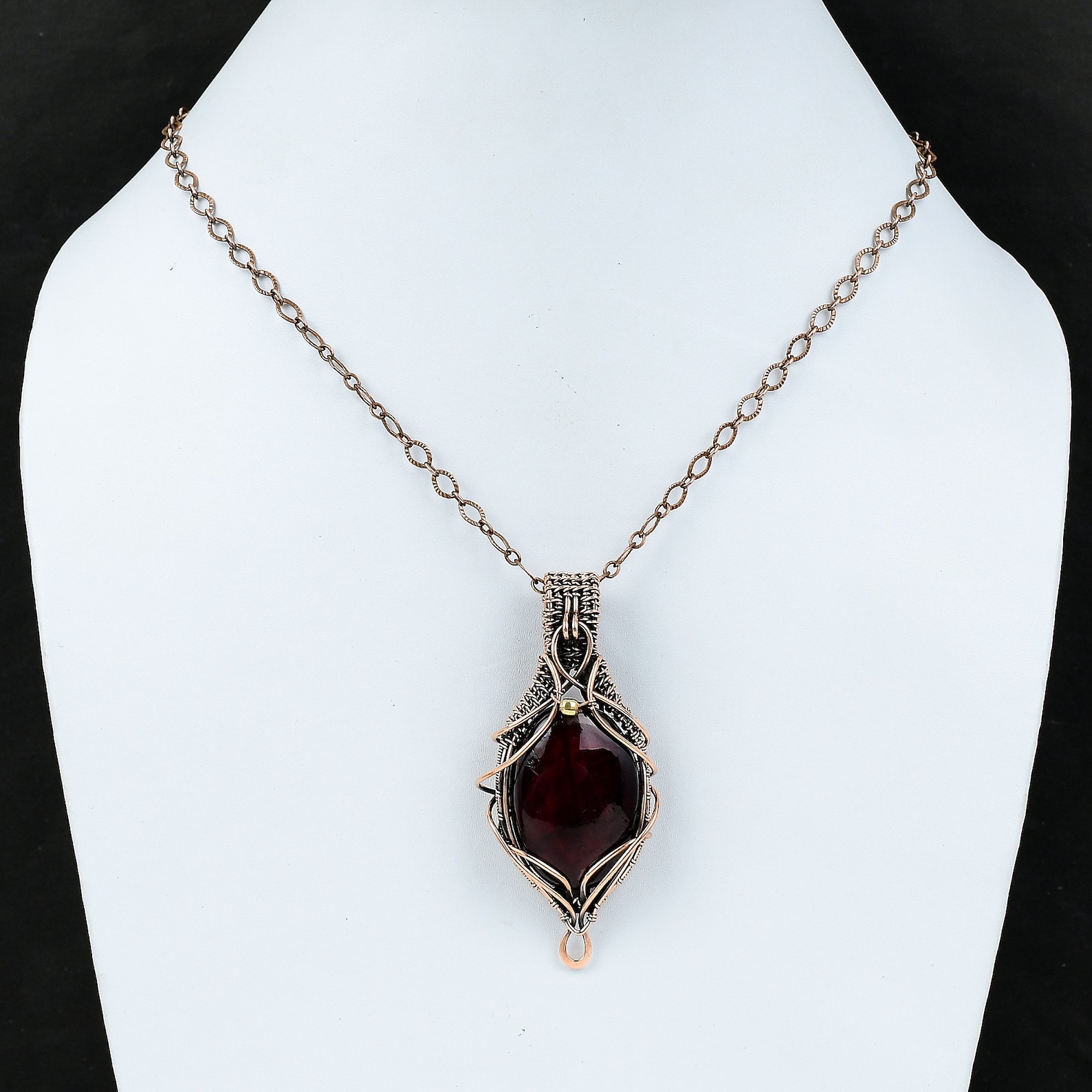 Red Fire Labradorite Pendant Copper Wire Wrapped Pendant Handmade ...