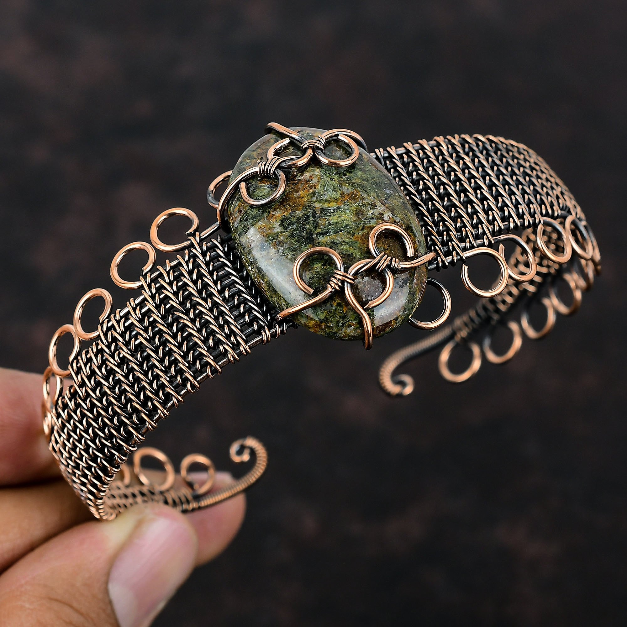 Spessartine Garnet in Limestone Cuff Bracelet Copper Wire Wrapped ...