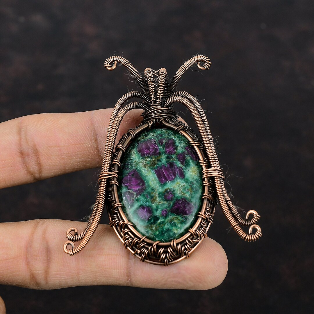 Ruby Fuchsite Pendant Copper Wire Wrapped Pendant Handmade Copper ...