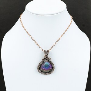 Titanium Coated Shell Pendant Copper Wire Wrapped Pendant Gemstone ...