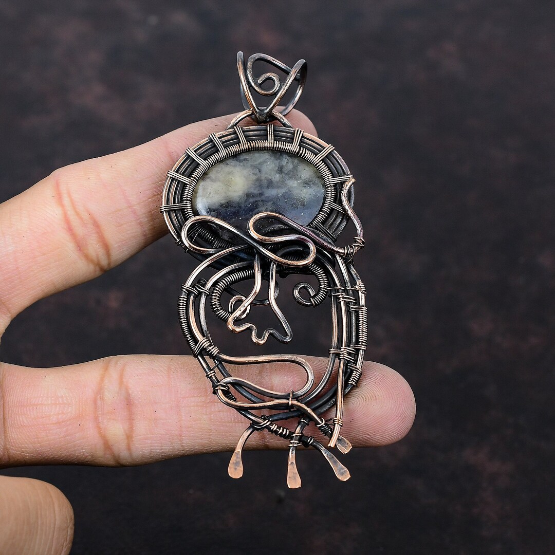 Iolite Pendant Copper Wire Wrapped Gemstone Pendant Iolite Copper ...
