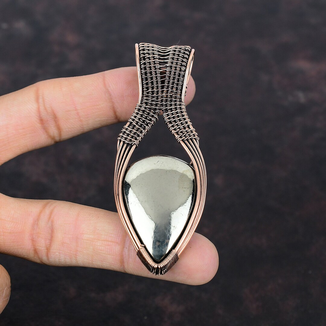 Apache Pyrite Pendant Copper Wire Wrapped Pendant Handmade Pendant Wire ...