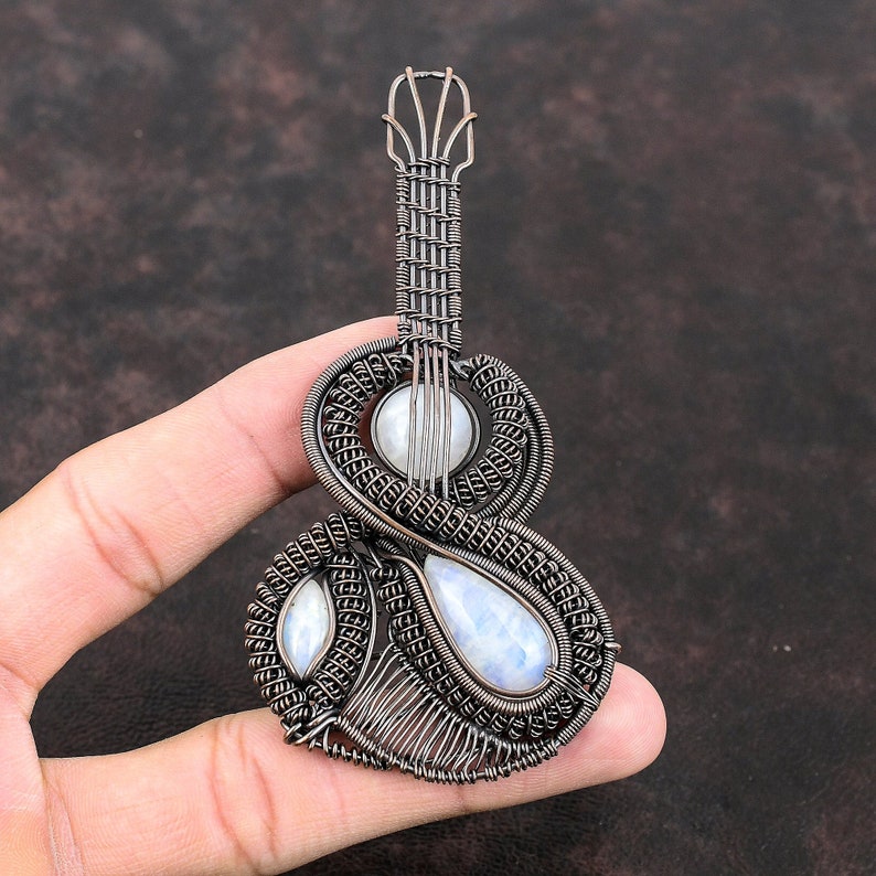 Rainbow Moonstone Pendant Copper Wire Wrapped Pendant Wrapping - Etsy